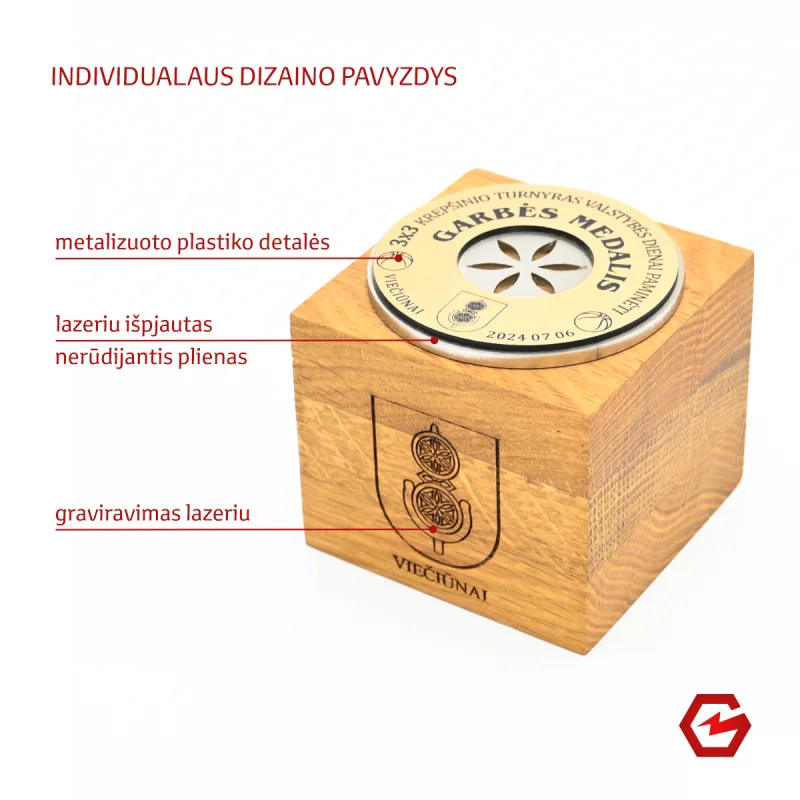 Individualus medinis prizas su garbės medaliu | Graviruotas apdovanojimas